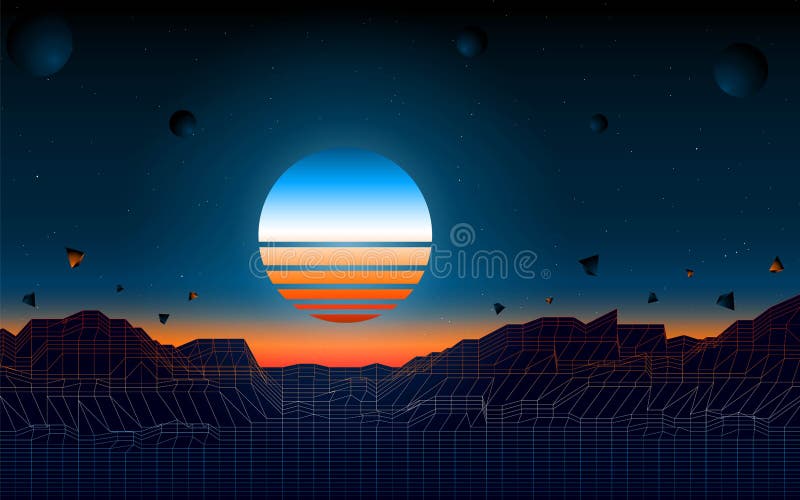 Futuristic Retro Lanescape Abstracts.Future Retro Vintage Theme Concept ...