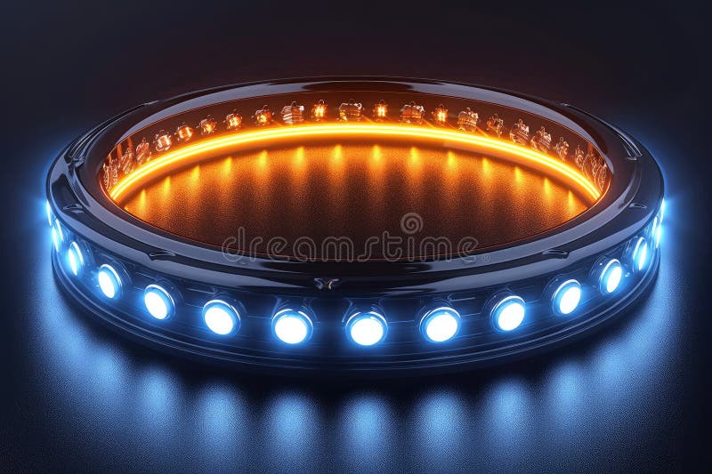 Futuristic Circular Stage with Neon Lights and Blue LED Illumination ...