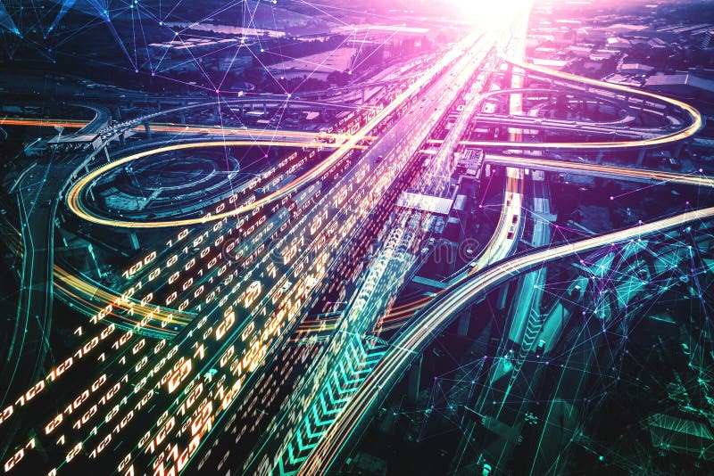 Futuristic Road Transportation Technology with Digital Data Transfer ...
