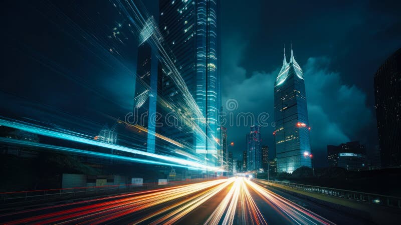 Futuristic Skyscraper and Road Transportation Technology with Digital ...