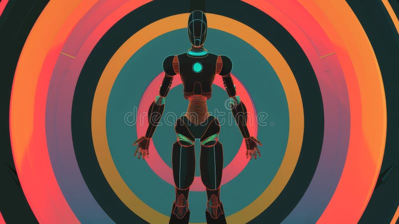 Futuristic Robot in Abstract Vibrant Circle Background Stock Image ...