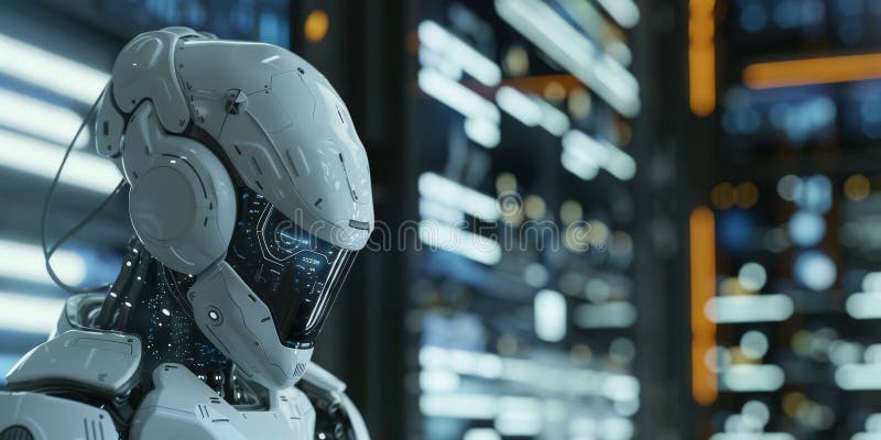 A Futuristic Robot in Advanced Tech Environment with AI, Robotics ...