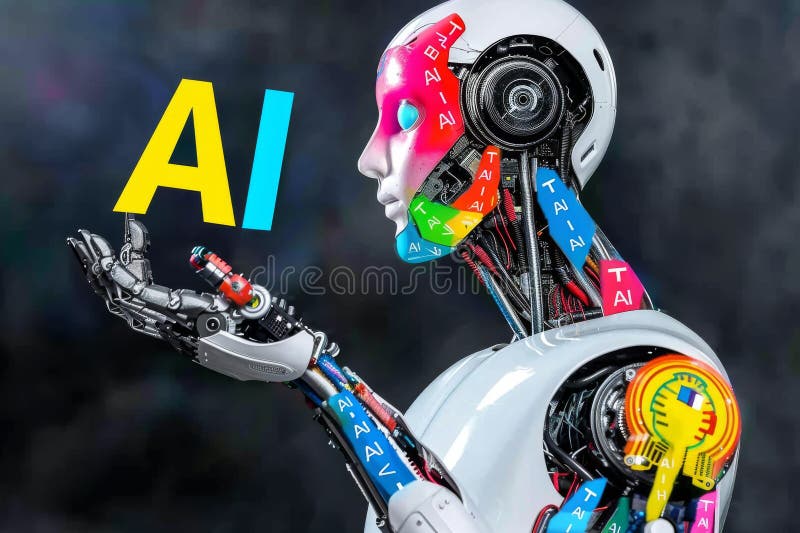 Futuristic Robot with AI Elements, Representing Advanced Artificial ...