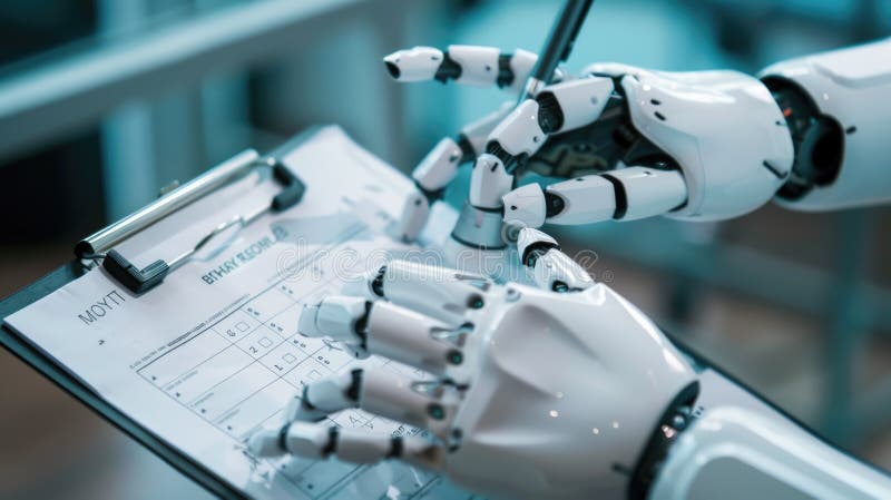A Futuristic Robot Arm is Writing on a Clipboard, Demonstrating ...