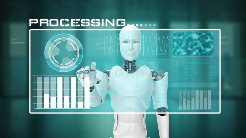 Futuristic Robot, Artificial Intelligence CGI Big Data Analytics and ...