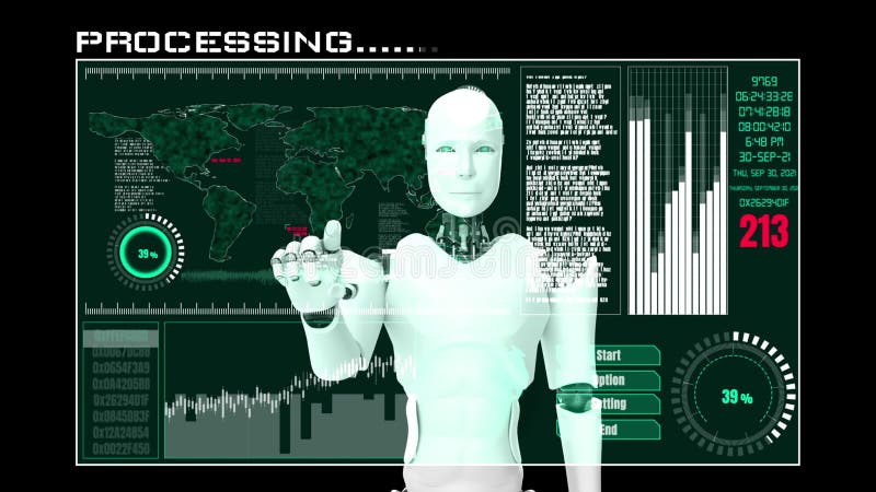 Futuristic Robot, Artificial Intelligence CGI Big Data Analytics and ...