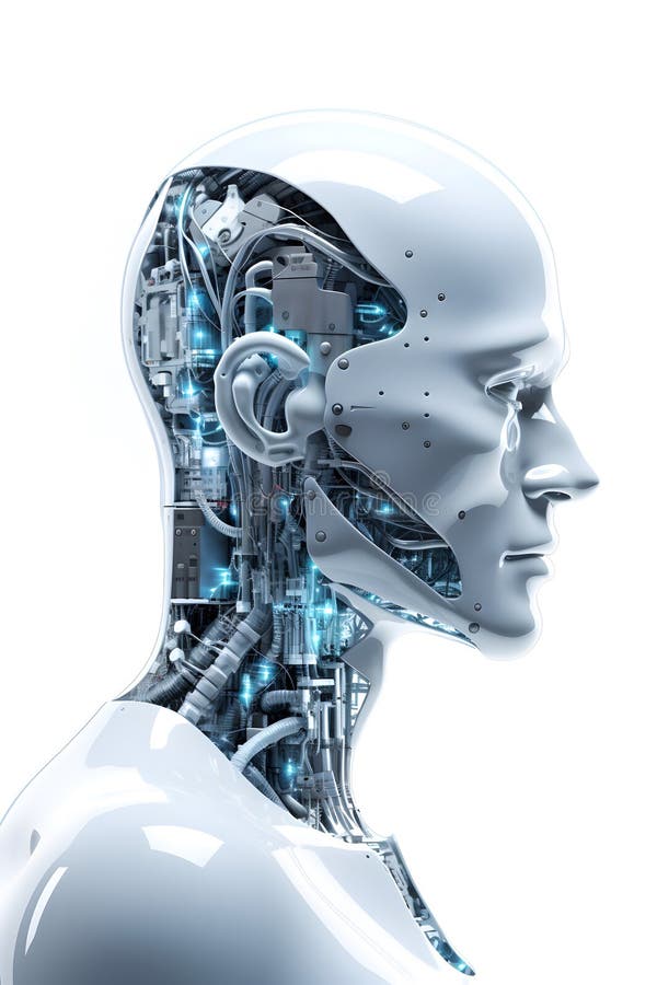 Futuristic Robot with Artificial Intelligence. Concept of AI Robot, Brainpower or Master Brain ...