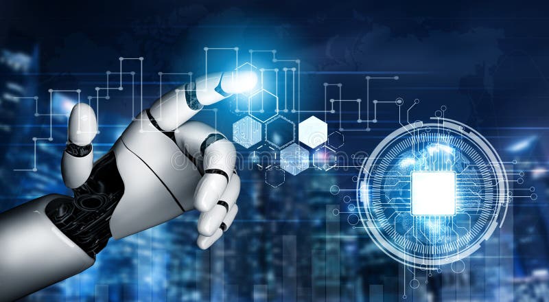 Futuristic Robot Artificial Intelligence Concept Stock Illustration ...