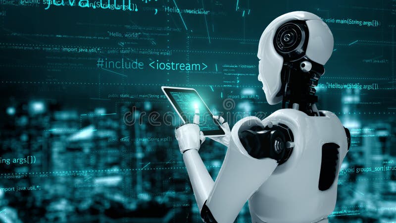 Futuristic Robot Artificial Intelligence Huminoid AI Programming Coding ...