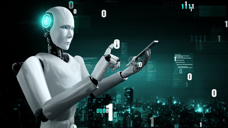 Futuristic Robot Artificial Intelligence Huminoid AI Programming Coding ...