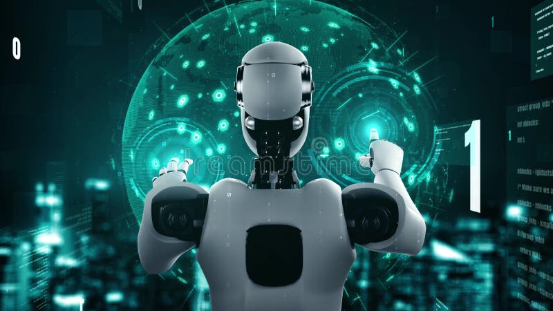 Futuristic Robot Artificial Intelligence Huminoid AI Programming Coding ...