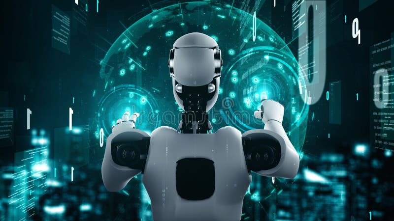 Futuristic Robot Artificial Intelligence Huminoid AI Programming Coding ...