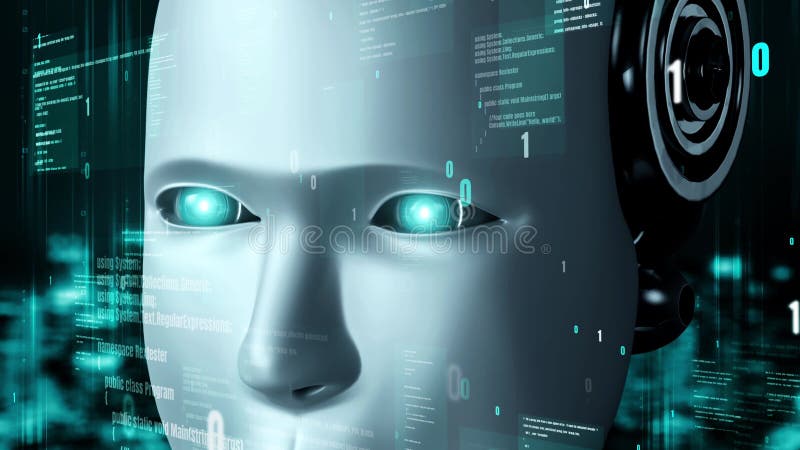 Futuristic Robot Artificial Intelligence Huminoid AI Programming Coding Stock Video - Video of ...