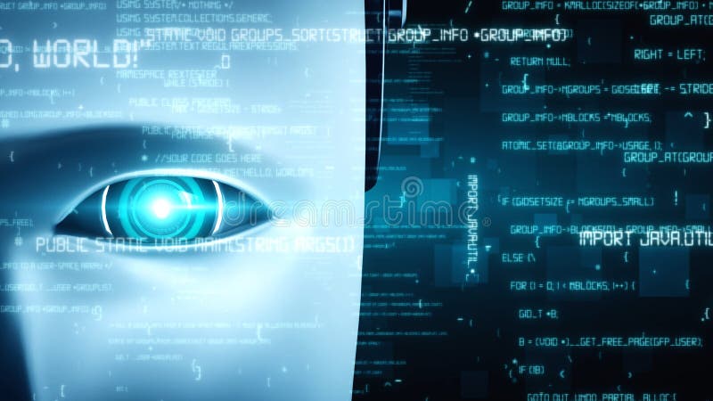 Futuristic Robot Artificial Intelligence Huminoid AI Programming Coding ...