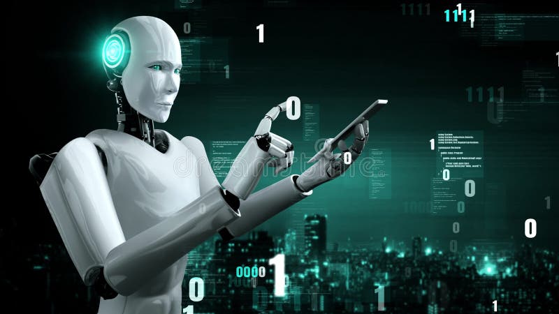 Futuristic Robot Artificial Intelligence Huminoid AI Programming Coding ...