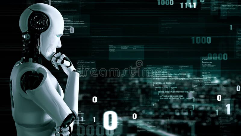 Futuristic Robot Artificial Intelligence Huminoid AI Programming Coding ...