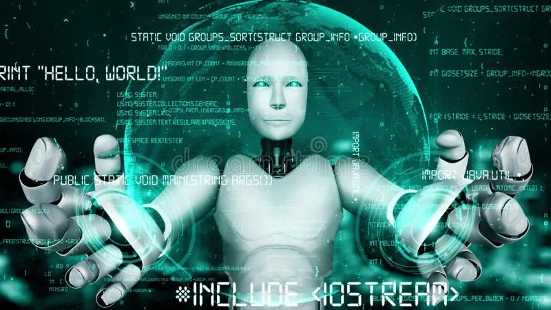 Futuristic Robot Artificial Intelligence Huminoid AI Programming Coding Stock Video - Video of ...