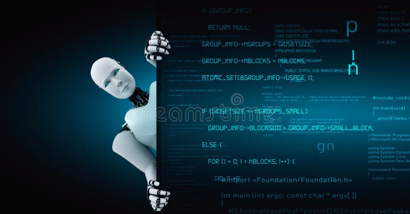 Futuristic Robot Artificial Intelligence Huminoid AI Programming Coding ...