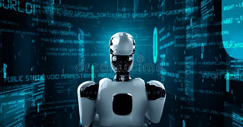 Futuristic Robot Artificial Intelligence Huminoid AI Programming Coding ...