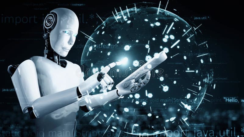 Futuristic Robot Artificial Intelligence Huminoid AI Programming Coding Stock Footage - Video of ...