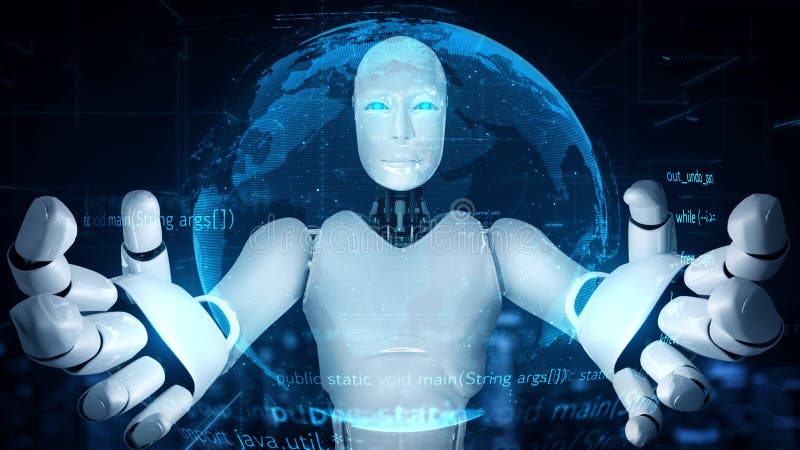 Futuristic Robot Artificial Intelligence Huminoid AI Programming Coding ...