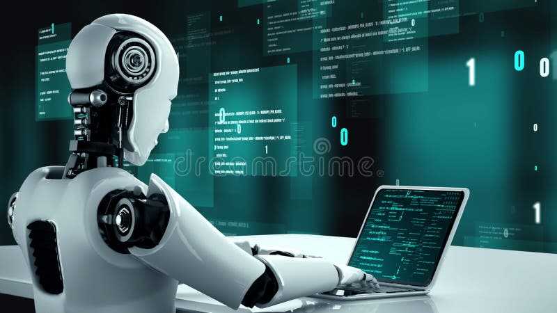 Futuristic Robot Artificial Intelligence Huminoid AI Data Analytic Technology Stock Footage ...