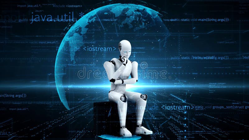 Futuristic Robot Artificial Intelligence Huminoid AI Data Analytic Technology Stock Footage ...