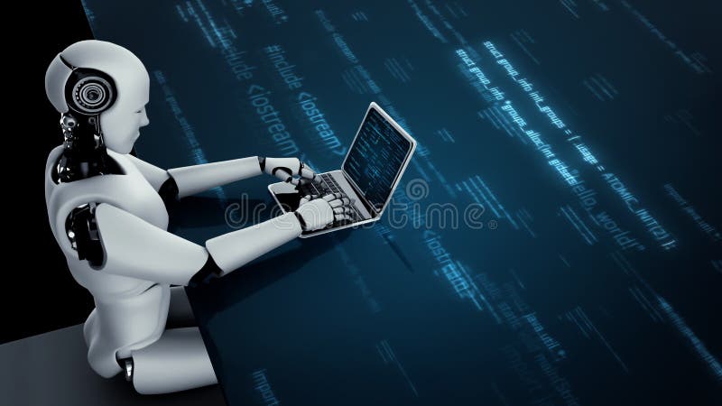 Futuristic Robot Artificial Intelligence Huminoid AI Programming Coding Stock Video - Video of ...