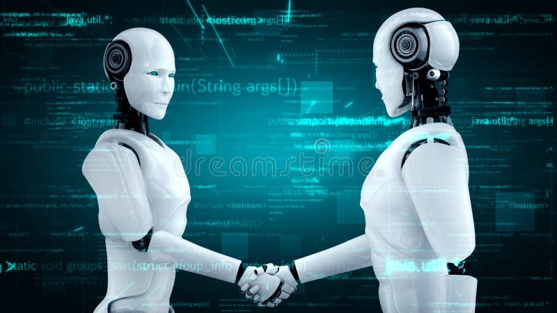 Futuristic Robot Artificial Intelligence Huminoid AI Programming Coding Stock Illustration ...