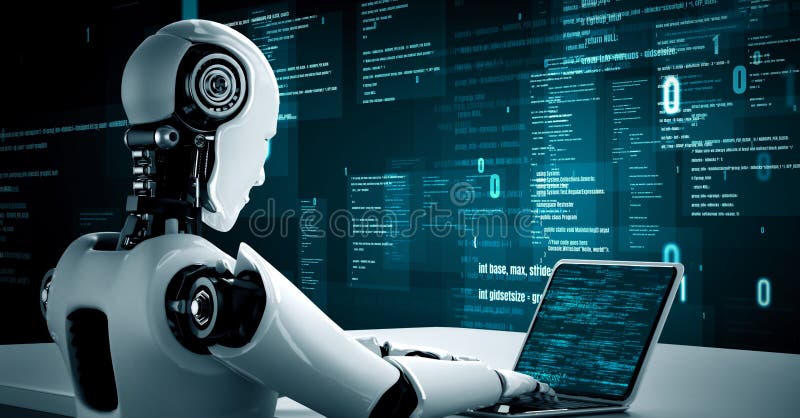 Futuristic Robot Artificial Intelligence Huminoid Ai Programming Coding Stock Photos - Free ...