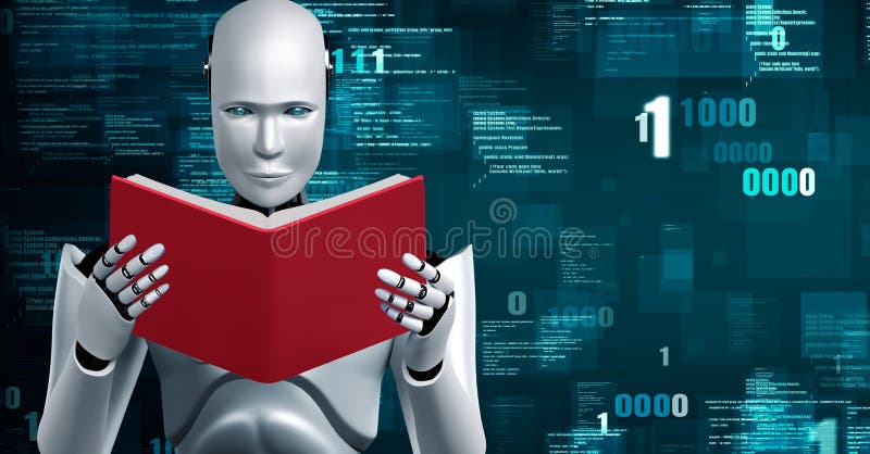 Futuristic Robot Artificial Intelligence Huminoid AI Programming Coding Stock Illustration ...