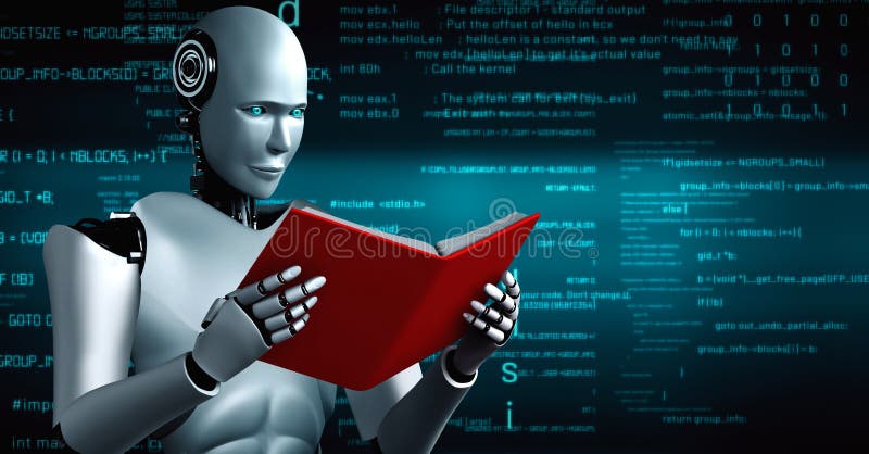 Futuristic Robot Artificial Intelligence Huminoid AI Programming Coding Stock Illustration ...