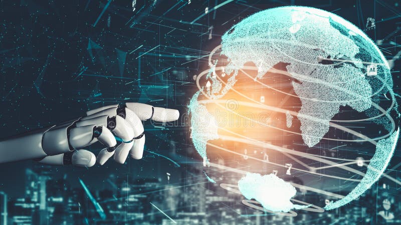 Futuristic Robot Artificial Intelligence Revolutionary AI Technology Concept Stock Illustration ...