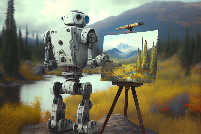 Futuristic Robot artist stock illustration. Illustration of robot ... Futuristic Robot artist stock illustration. Illustration of robot ...