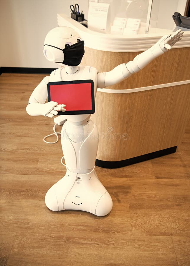 Futuristic Robot Assistant Innovative Technology in Protective Mask ...