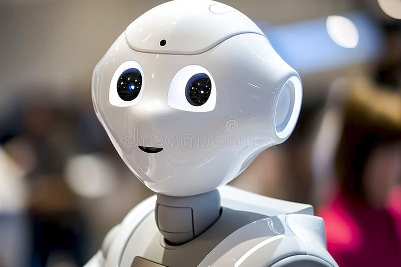 Futuristic Robot Assisting Humans in daily Tasks Stock Illustration ...