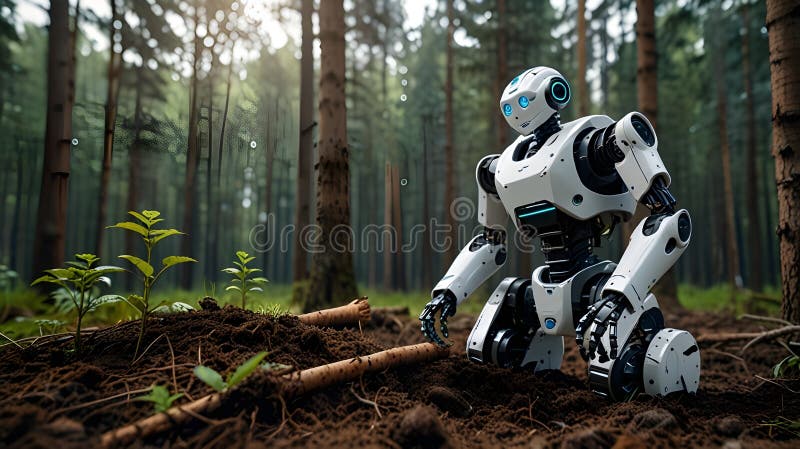 A Futuristic Robot Assisting in Tree Planting and Forest Care Stock ...