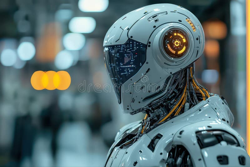 Futuristic Robot with a Bright Yellow Light Illuminating Its Features ...