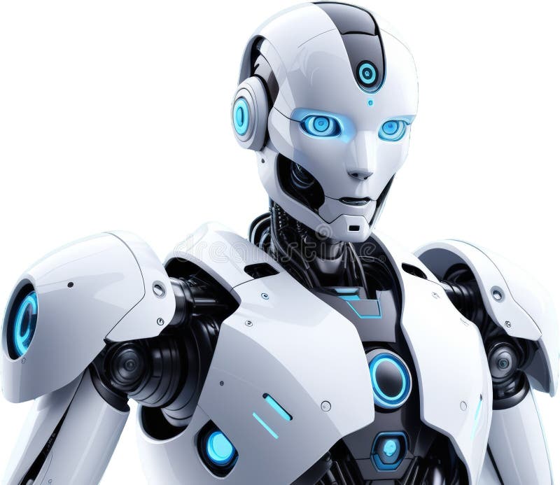 Futuristic Robot Character Design with Sleek Features and Blue Accents ...
