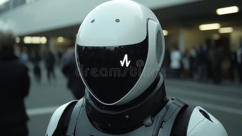 Futuristic Robot in Cityscape Stock Image - Image of humanoid, visual ...