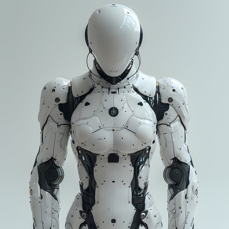 Futuristic Robot Concept on White Canvas - Artificial Intelligence ...