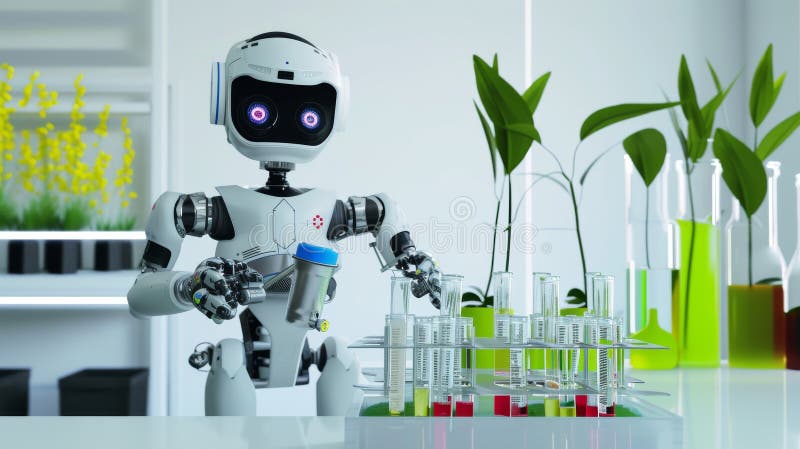 Futuristic Robot Conducting Scientific Experiments in a Lab Stock Photo ...