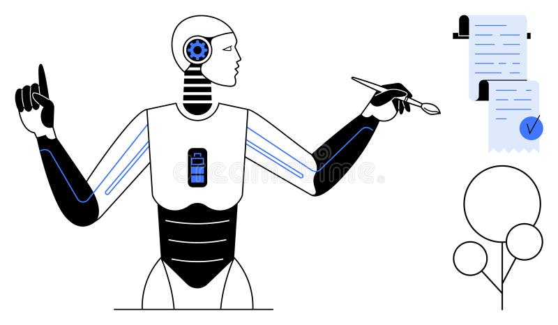 Futuristic Robot Conducting Tasks with Digital Documents and Connected ...