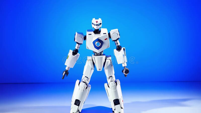 Futuristic Robot Dancing in Bright Blue Studio Environment. Concept of ...
