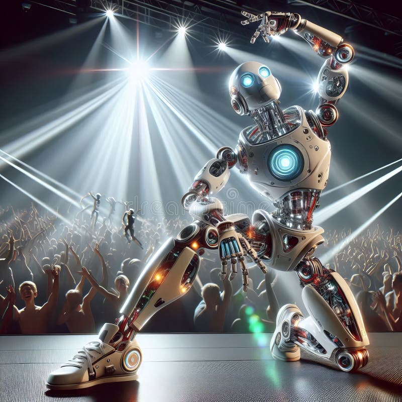 Futuristic Robot Dancing on Stage at Concert Stock Photo - Image of ...