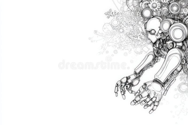 Futuristic Robot Design with Intricate Mechanical Details and Gears on ...