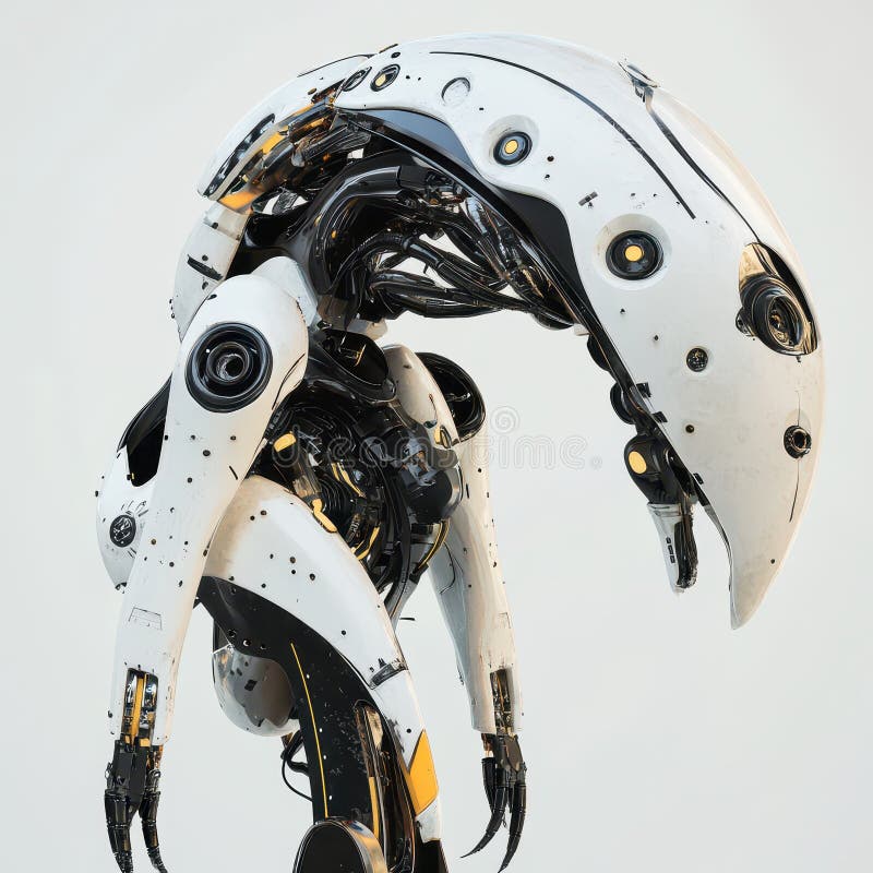Sleek Detailed Robot Sculpture Stock Photo - Image of installation ...