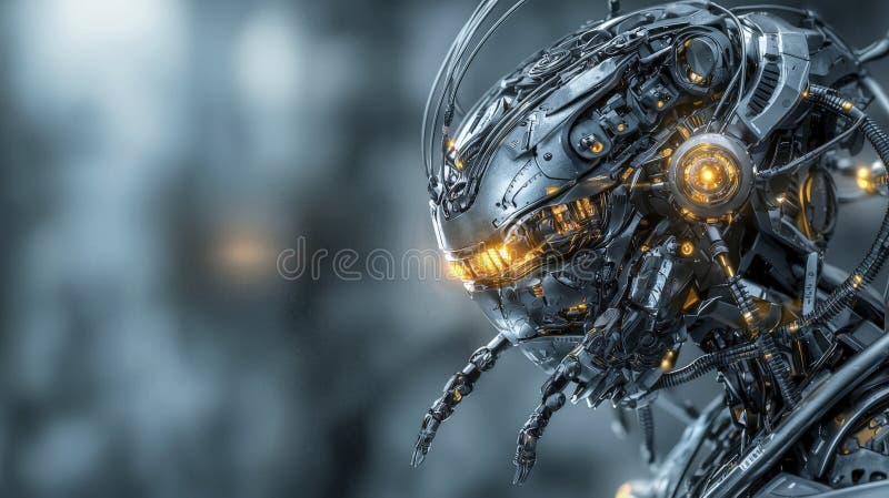 Futuristic Robot Design Showcasing Metallic Surfaces in a High-tech ...