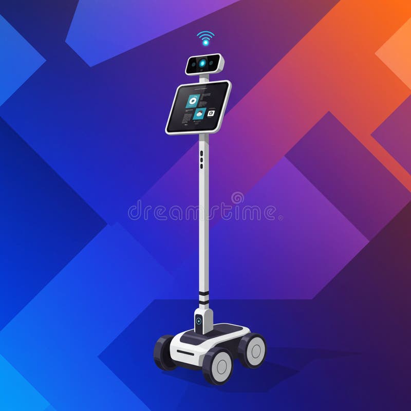 A Futuristic Robot Designed with a Slim, White Vertical Body and Four ...