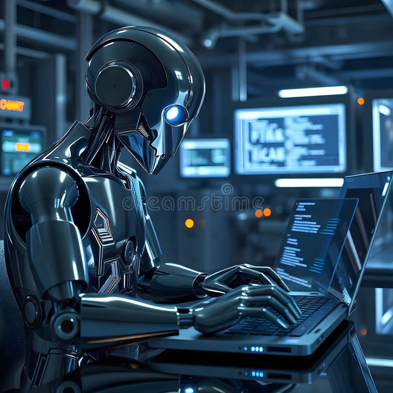 Cybernetic Future: a Robot S Technological Prowess Stock Illustration ...